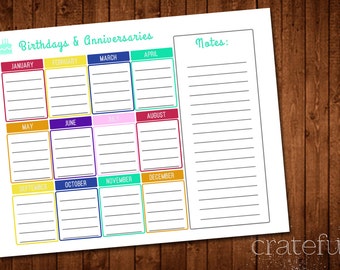 Birthday chart | Etsy