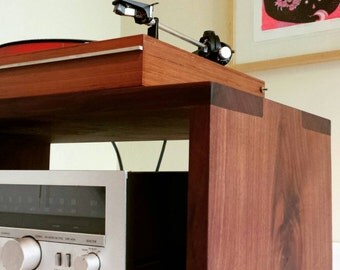Solid Walnut Record Player Table / Shelf and LP Holder for
