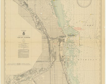 Chicago Harbor Historical Map 1944
