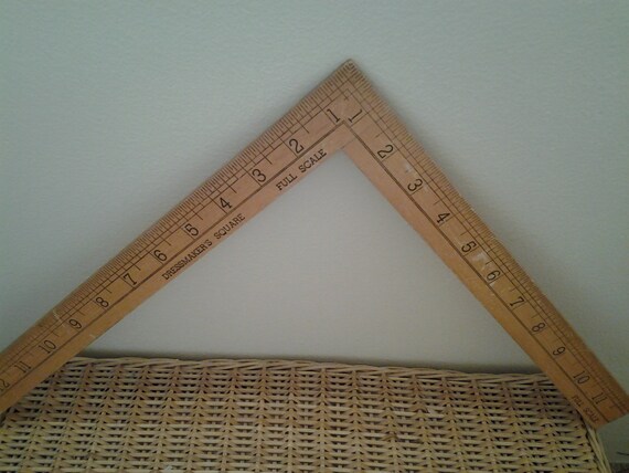 Vintage dressmaker's square wooden rule measuring ruler