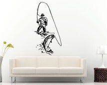 Unique fishing wall decal related items | Etsy