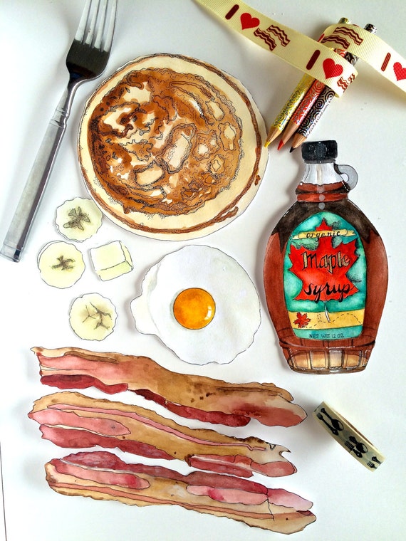 Printable Breakfast Card Kit Printable Breakfast Watercolor