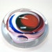 Rollin Karg Signed Paperweight Disc Shape Swirled Red White