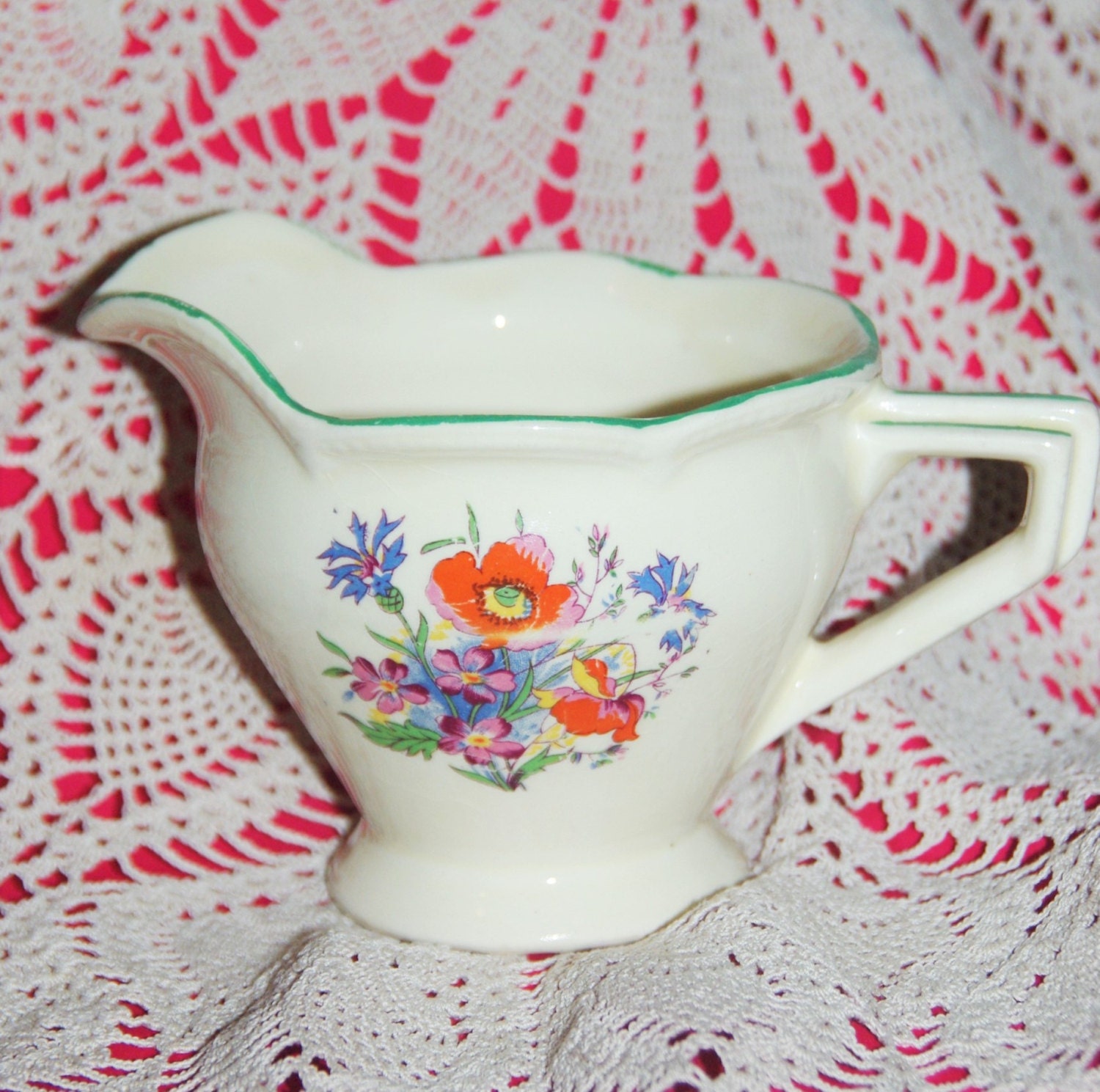 Burleigh vintage 1950s creamer or milk jug pretty floral pattern ...