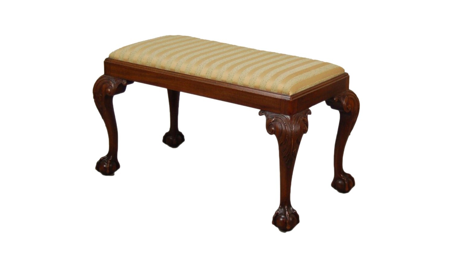 Vintage Mahogany Chippendale Bench w Finely Carved details & Ball in ...