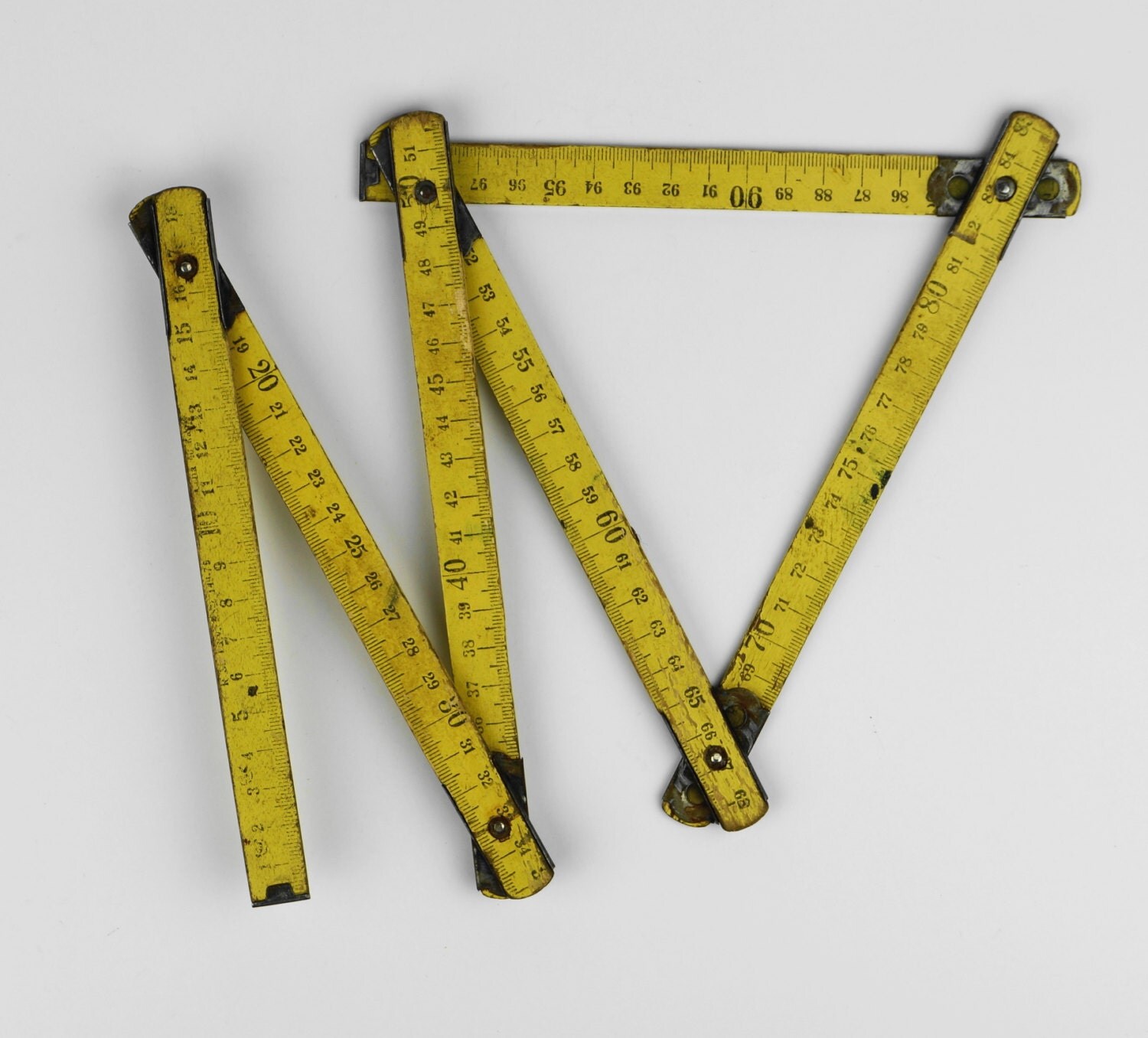 Vintage Yellow Wooden Folding Ruler, Vintage Measuring Tool, Orange ...