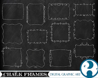 Items similar to Digital Chalk Frames // Chalkboard Clip Art Clipart ...