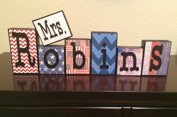 Items similar to Teacher Name Blocks on Etsy