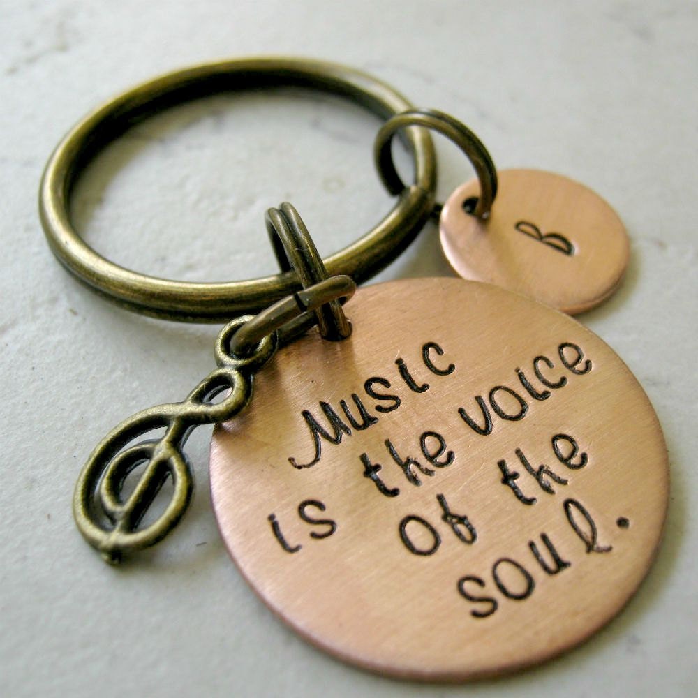 Personalized Music Keychain Music is the Voice of by riskybeads