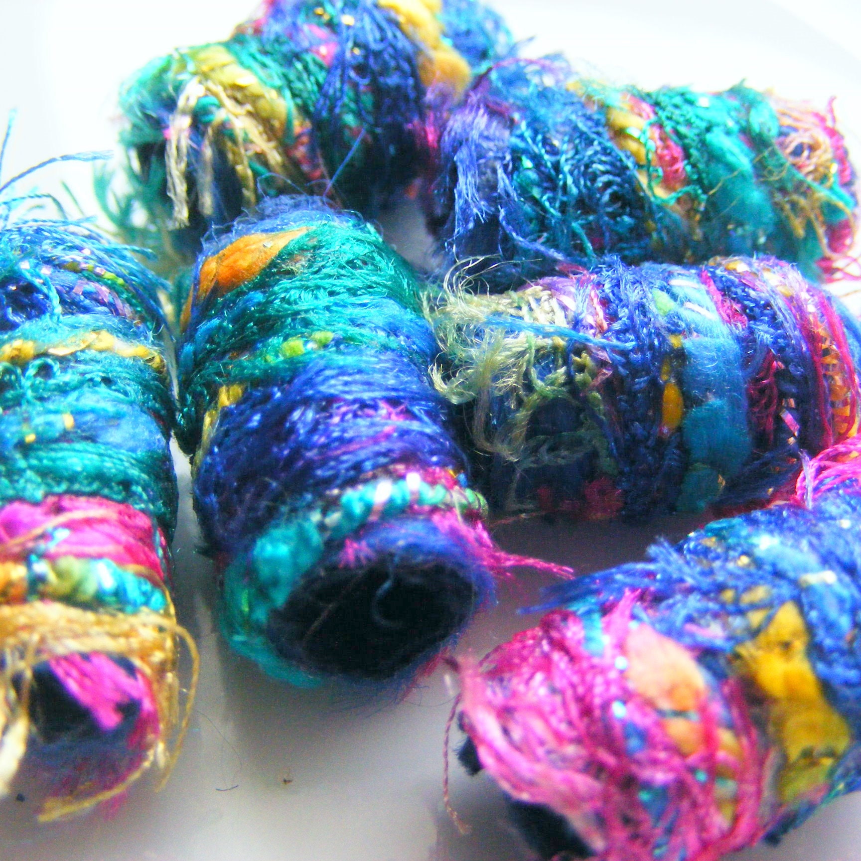 Fiber Beads Textile Beads Dread Beads Soft Jewelry by FiberBeads