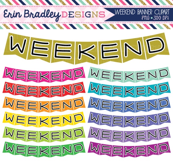 Weekend Banner Clipart Graphics Commercial by ErinBradleyDesigns