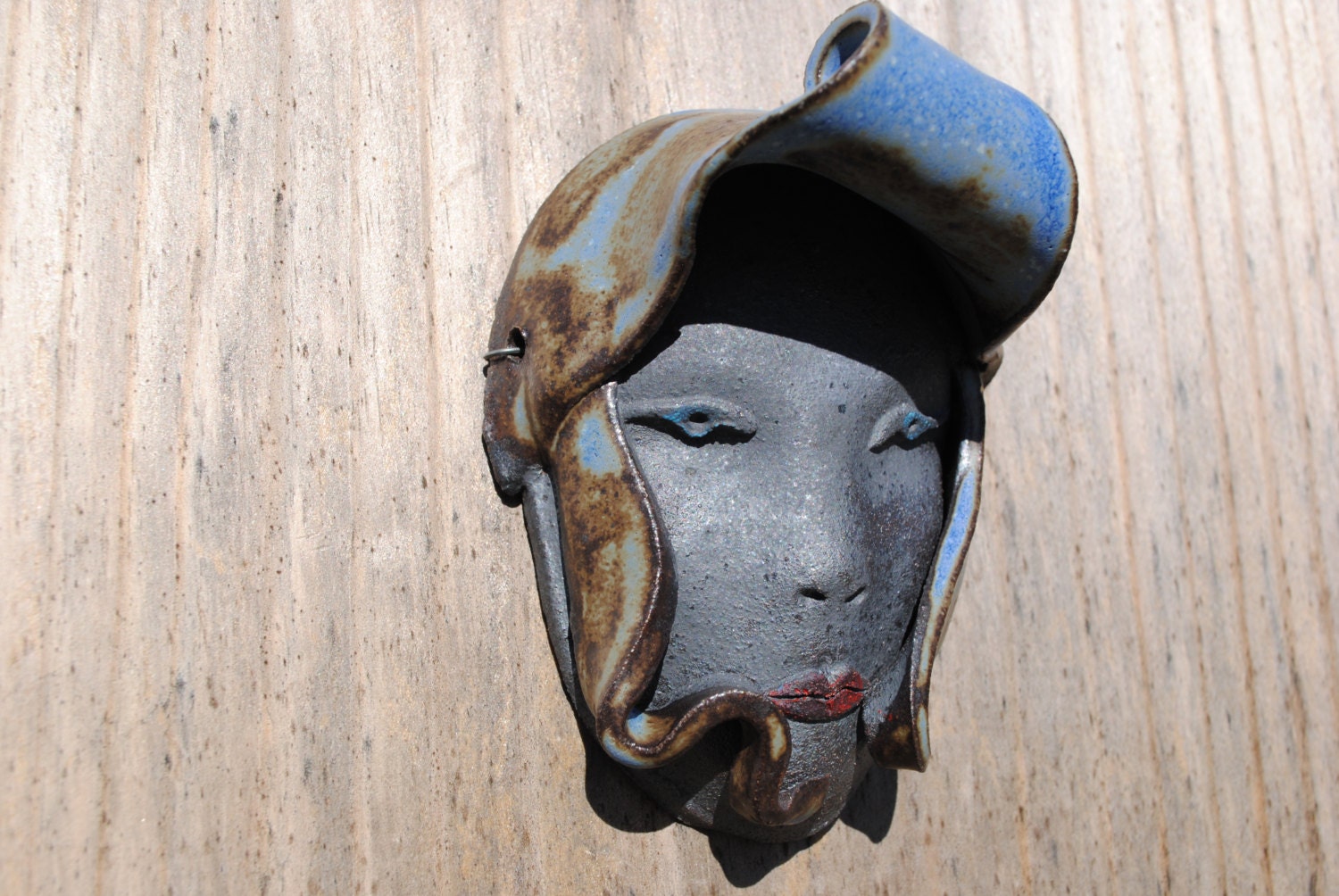 ceramic mask sculpture art clay face fine art by WickedClayGirl
