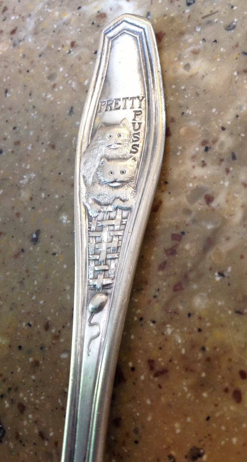 Vintage Pretty Puss Child Youth Kitten Firgural Silverplate Fork Great ...