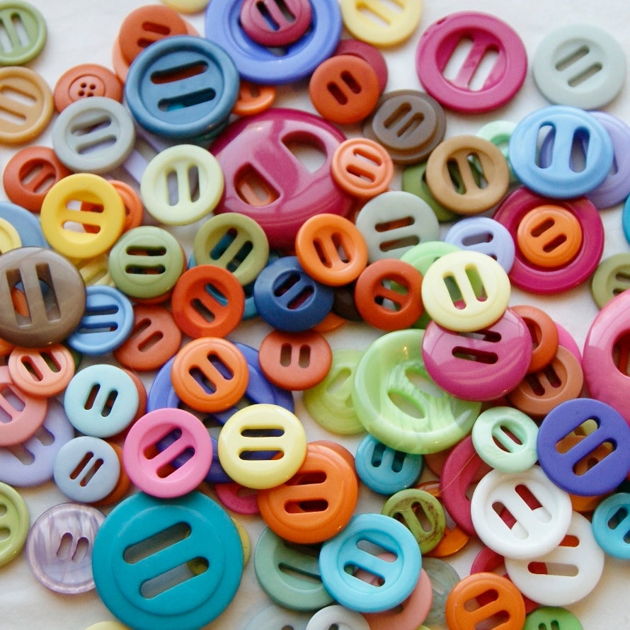 50 Ribbon Sliders Rainbow Mix Slider Buttons Assorted Size