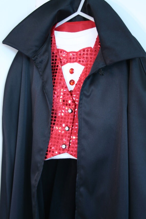 Magician Costume 3 Piece outfit Lined Satin Cape Lined