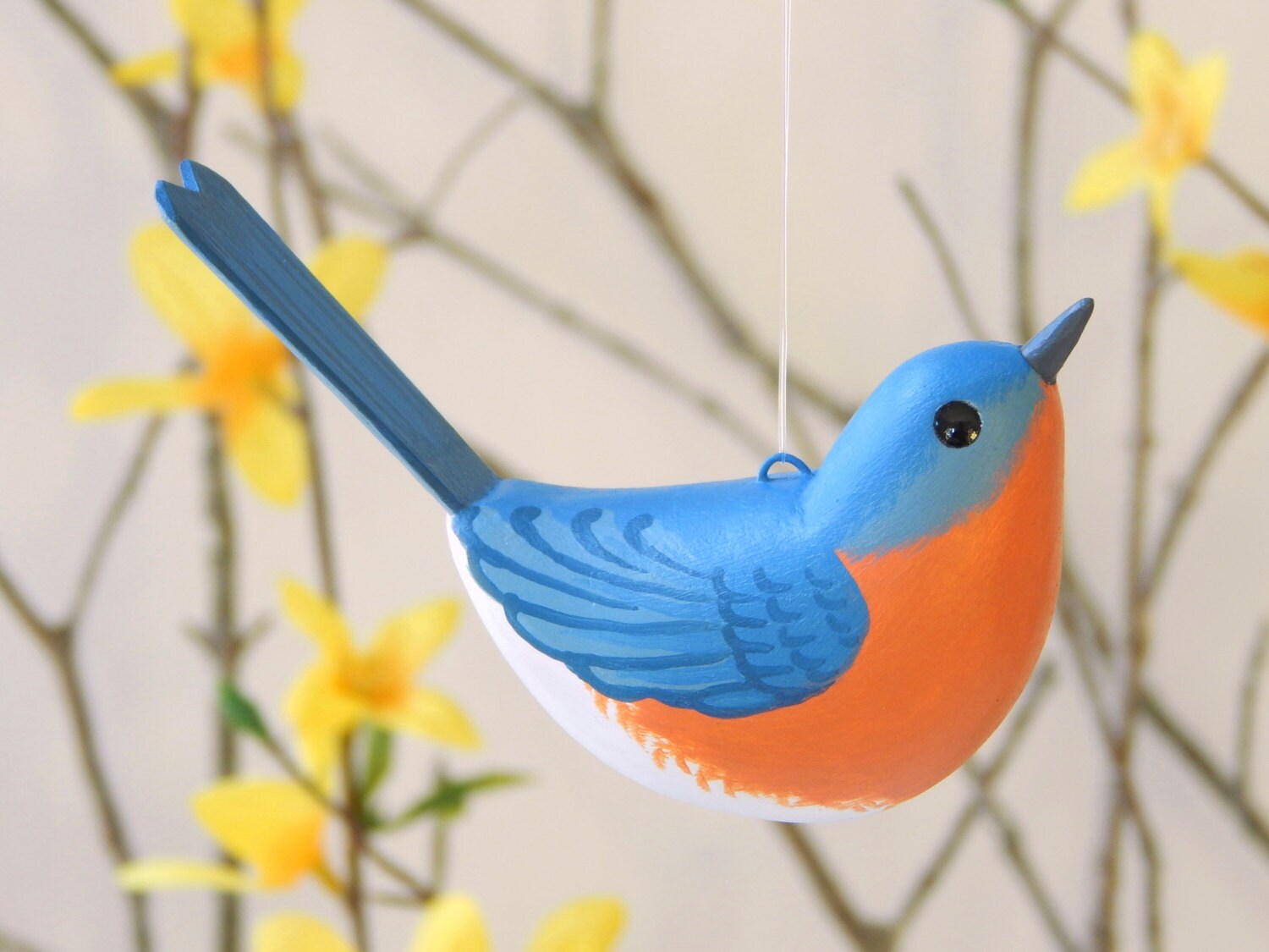 Bluebird Handmade Sculpted Ornament Bird Decoration