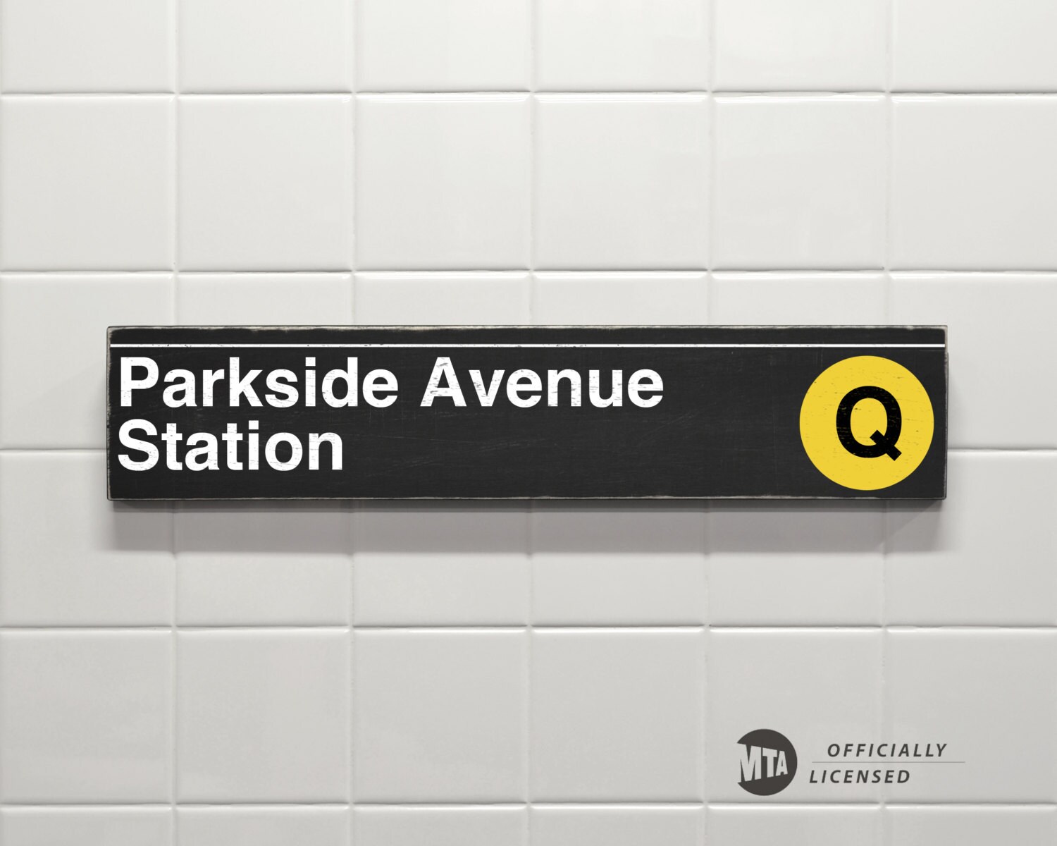 Parkside Avenue Station New York City Subway Sign Wood