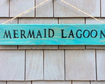 Mermaid Lagoon Rustic Sign