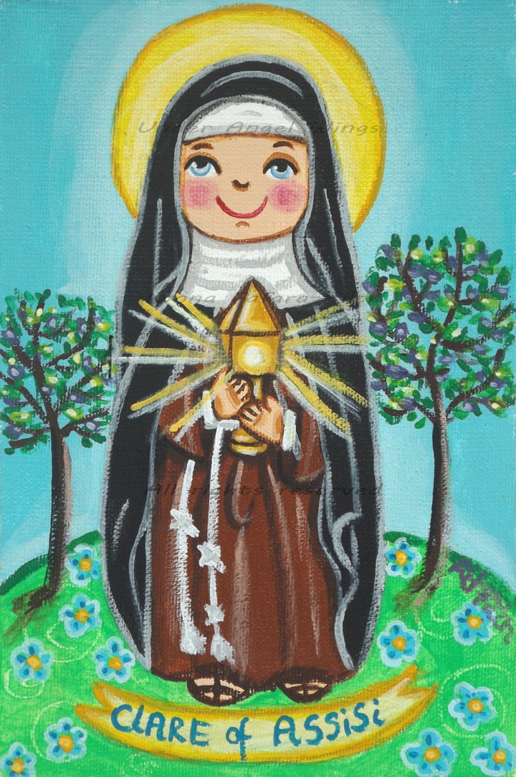 St Clare of Assisi print Saint Clare print St by UnderAngelWings