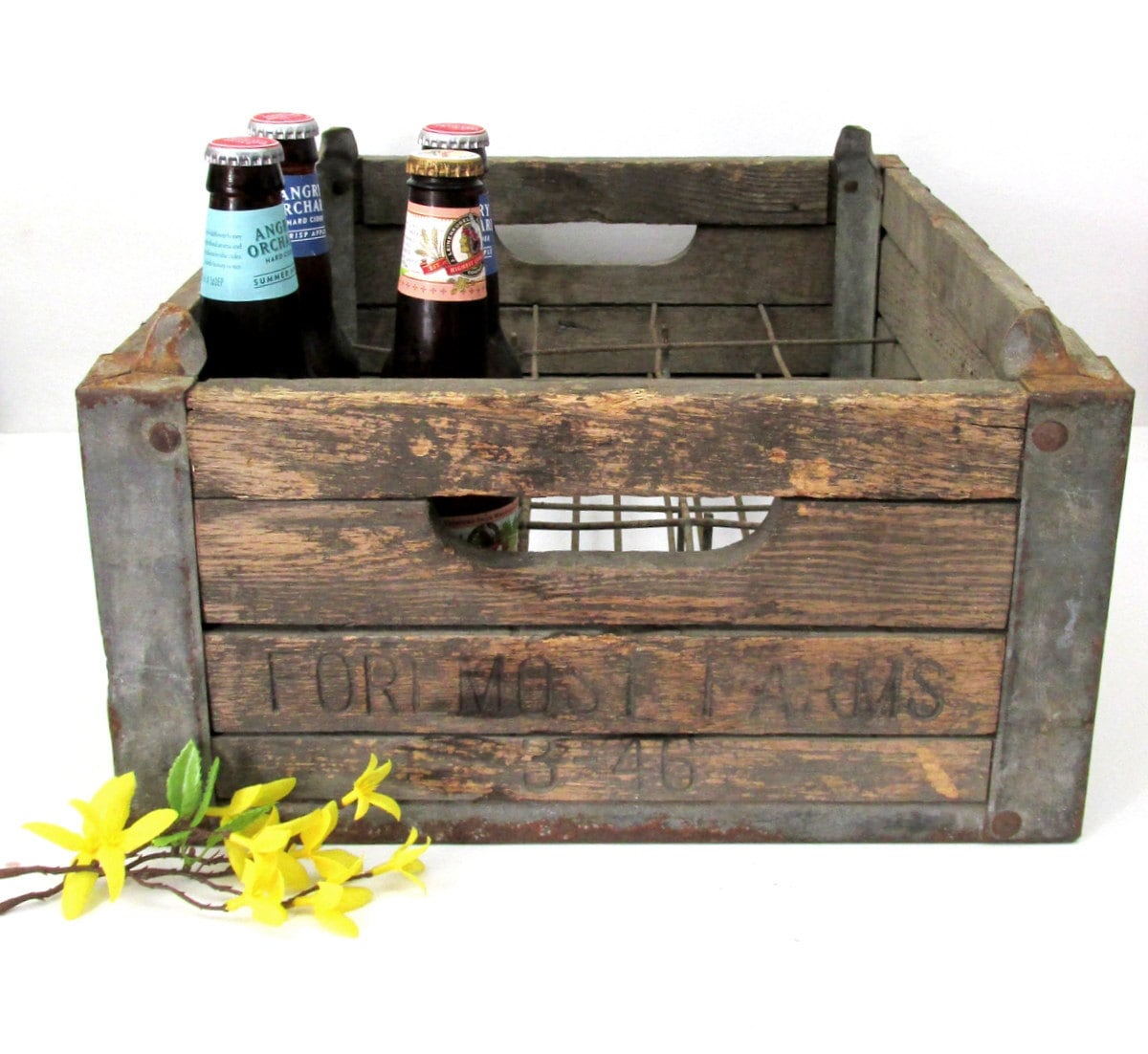1946 Foremost Dairy Wooden Milk Crate / Vintage Wood Crate/ Rustic ...