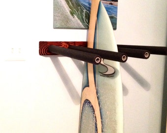 Surfboard Rack. Single board wall display. handgemaakt houten