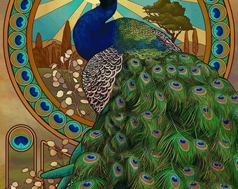 Peacock poster | Etsy