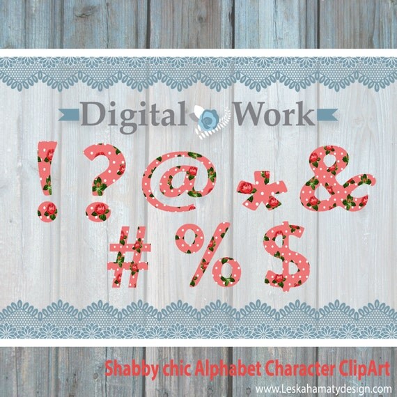 Floral shabby chic alphabet floral font digital alphabet