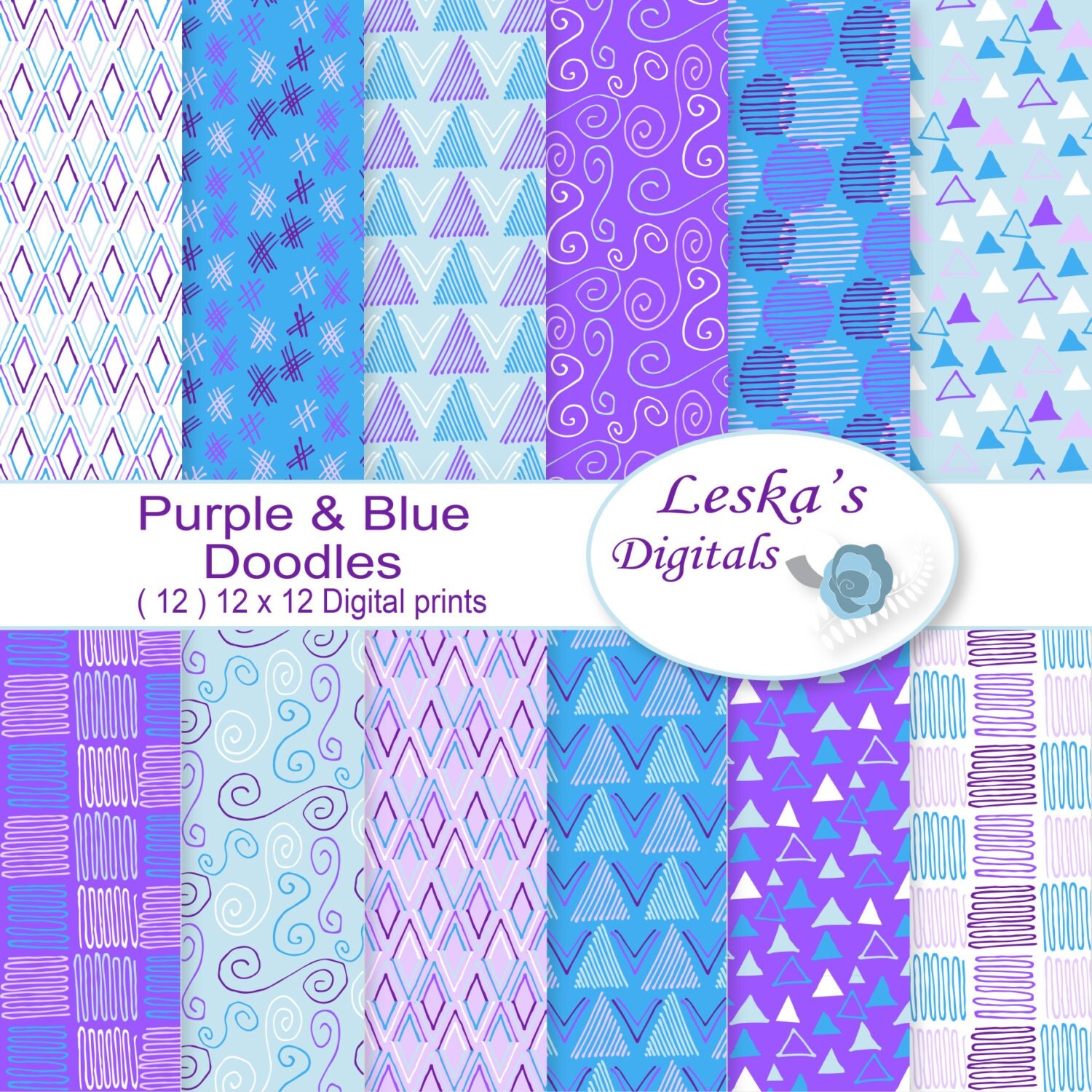 Doodle digital paper: Doodles hand drawn circles