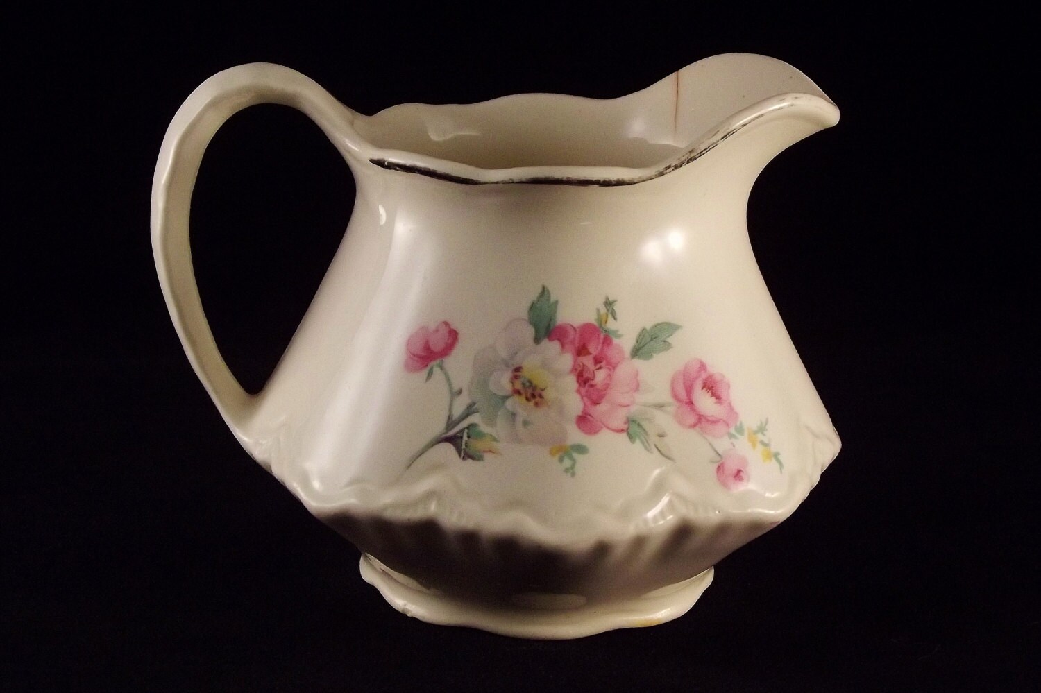 Vintage Homer Laughlin Cream Pitcher with pink and white flowers ...