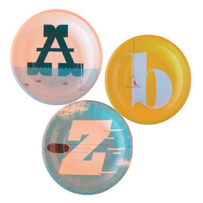 Alphabet Paper Plates 26 Children's ABC Party by CrankyCakesShop