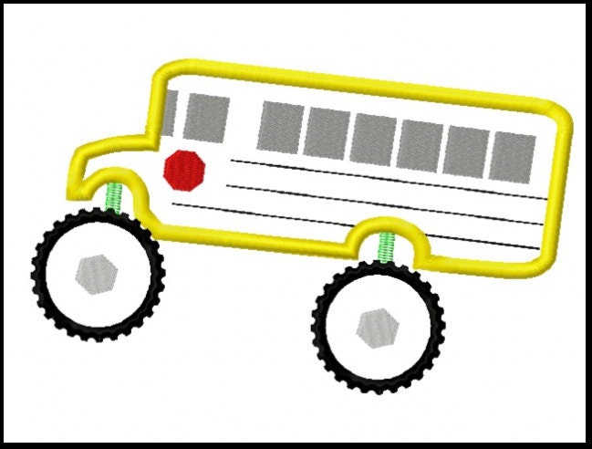 Monster Bus Applique Back to School Applique by EandOApplique