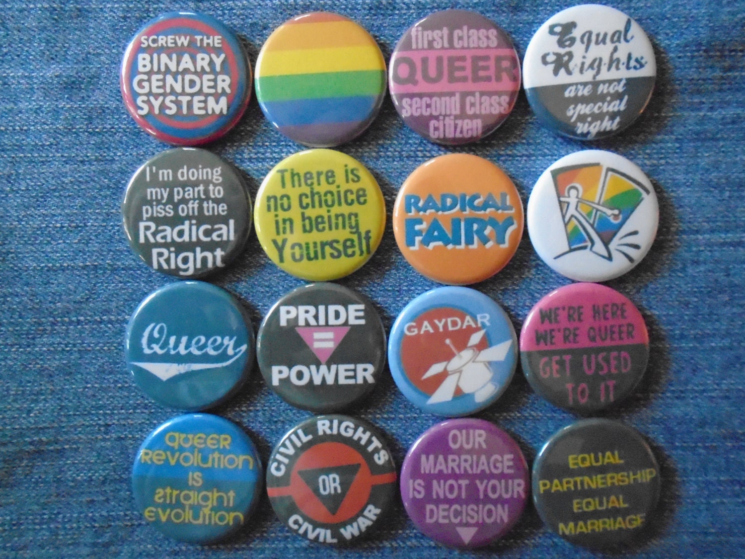 Lgbt Civil Rights Lgbtq Pin Back 1 25 Buttons Set Of 16