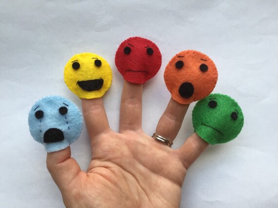 Feelings Emotions Faces Felt Finger Puppets Sad Happy