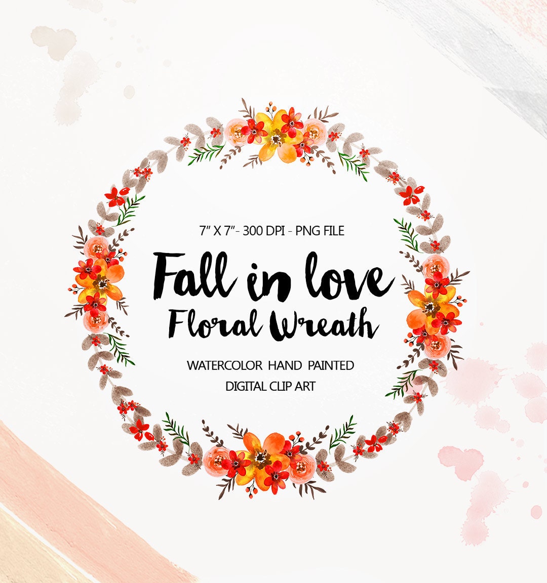 Fall Wreath clipart Wedding floral Clip art Flowers Wreath
