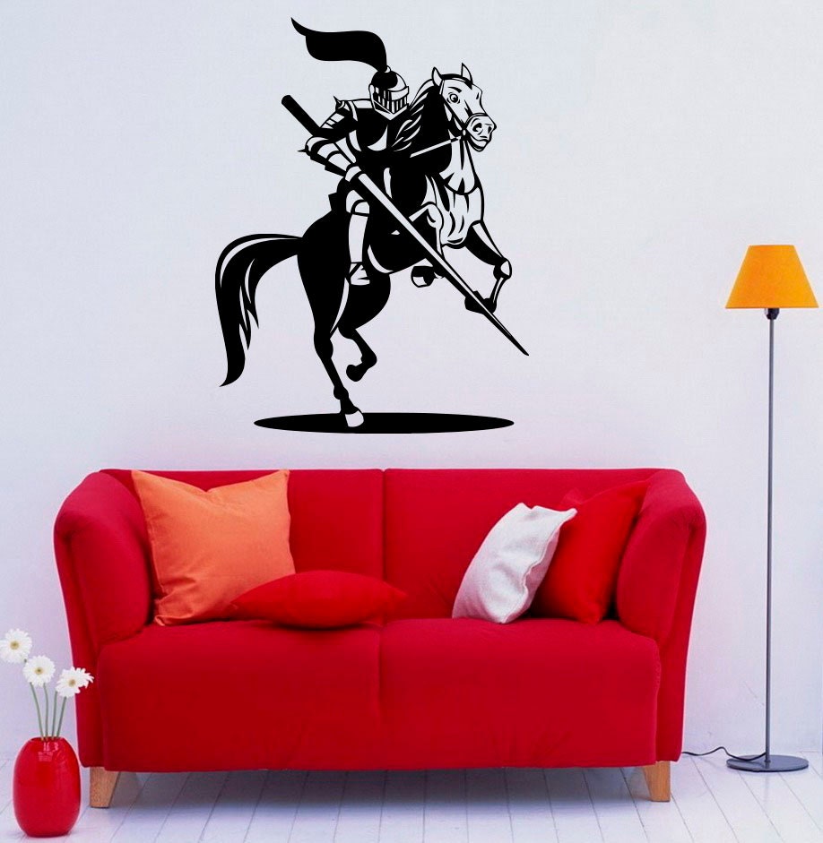 Knight Wall Decal Horseman Vinyl Sticker Medieval Murals