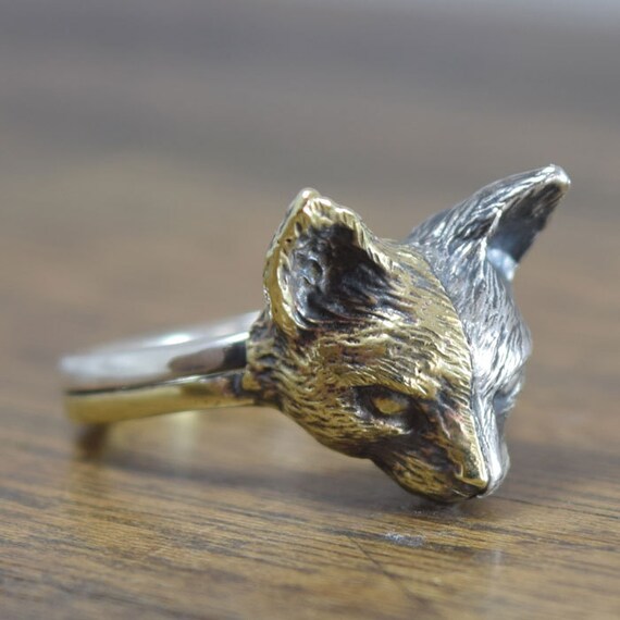 Chimera split face Cat Ringdelicate hand by ShamblesNagoya on Etsy