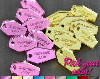 CUSTOM MiRRORED TAGS Oval Laser Cut Acrylic