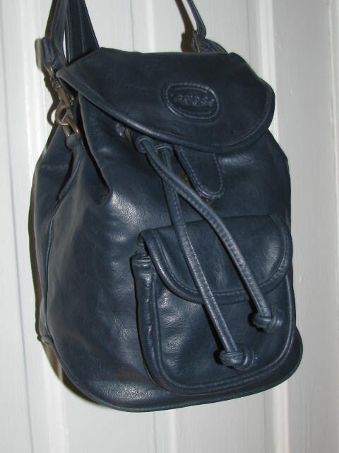 90’s GITANO BACKPACK // Navy Midnight Blue Faux Leather Mini Baby ...