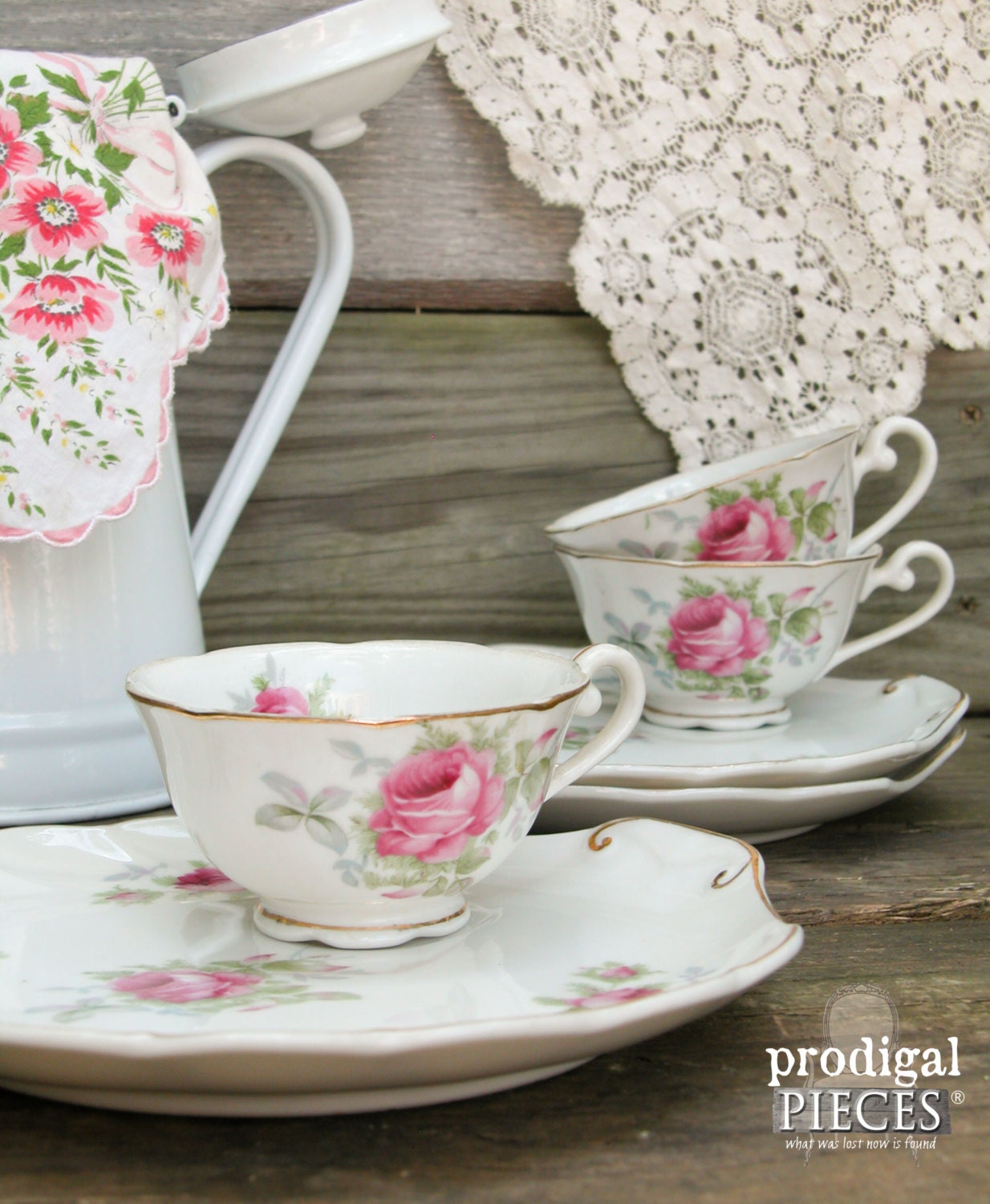 Gorgeous Set of 3 Hand Painted Lefton China Tea & Serving Set ~ White ...