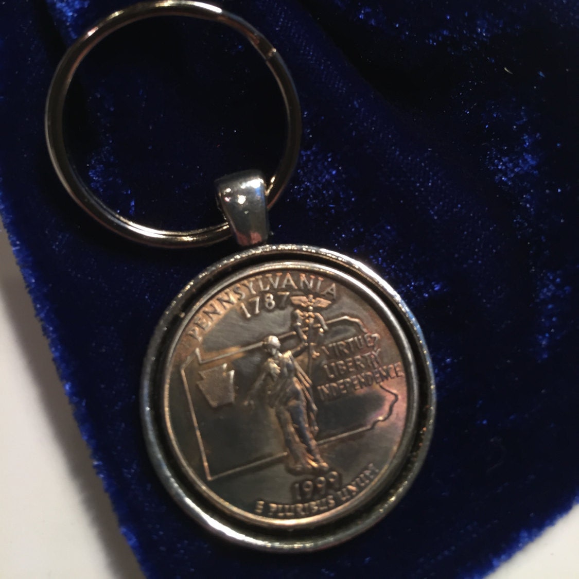 Pennsylvania Quarter Keychain Virtue Liberty Independence