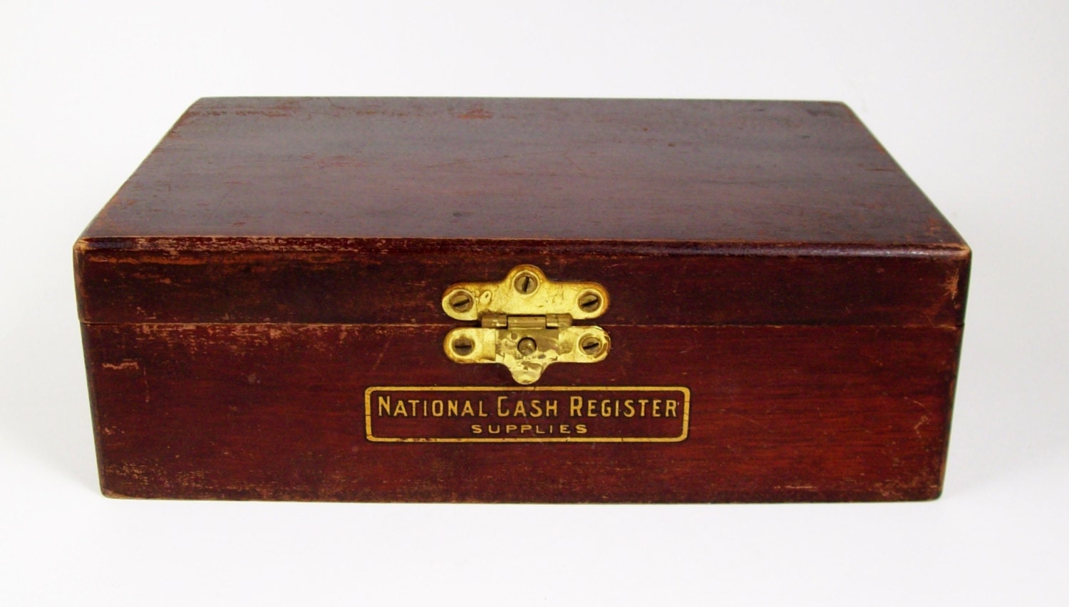 Antique Vintage National Cash Register Supplies Box Wood Box w ...