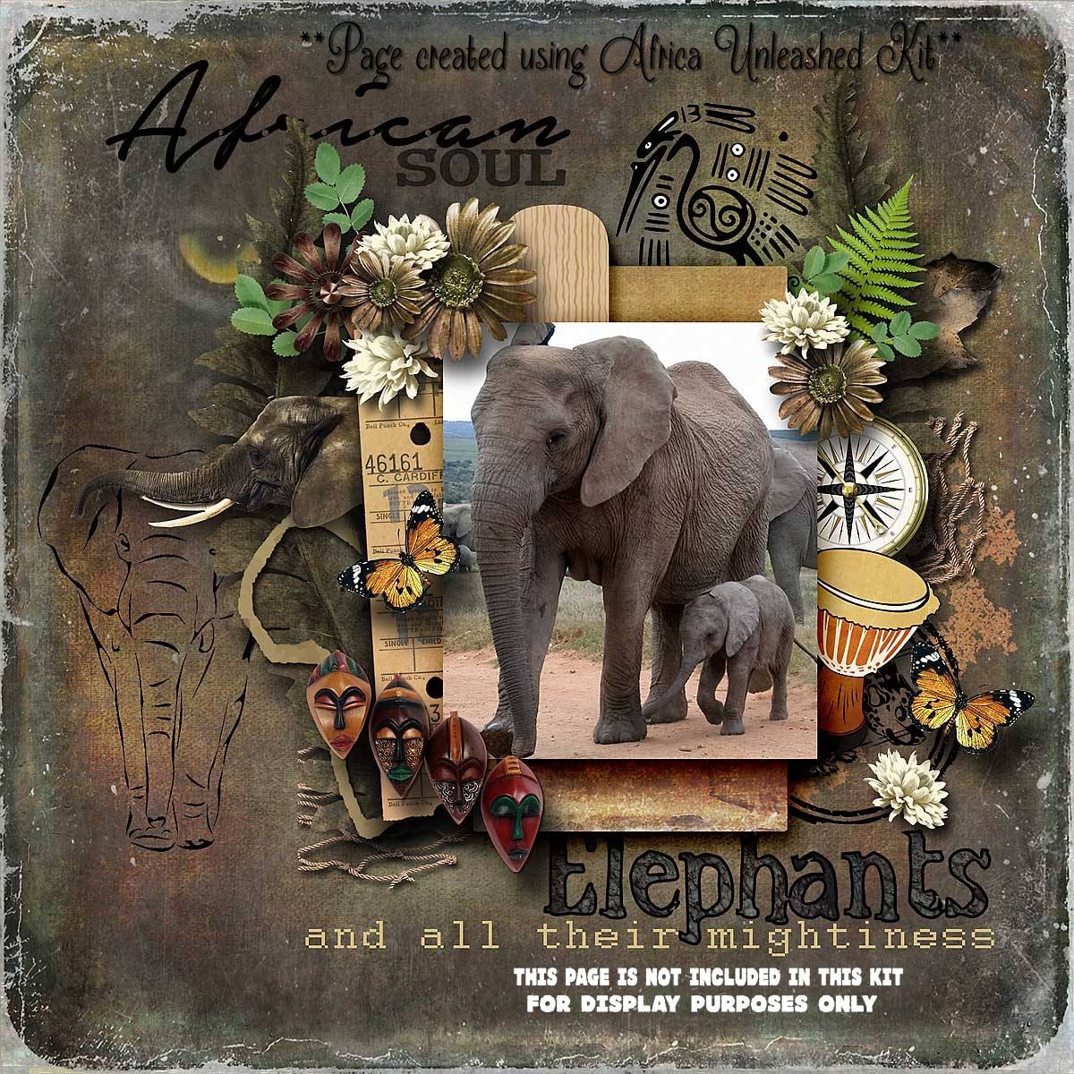 African Digital Scrapbook Kit : AFRICA UNLEASHED elephants