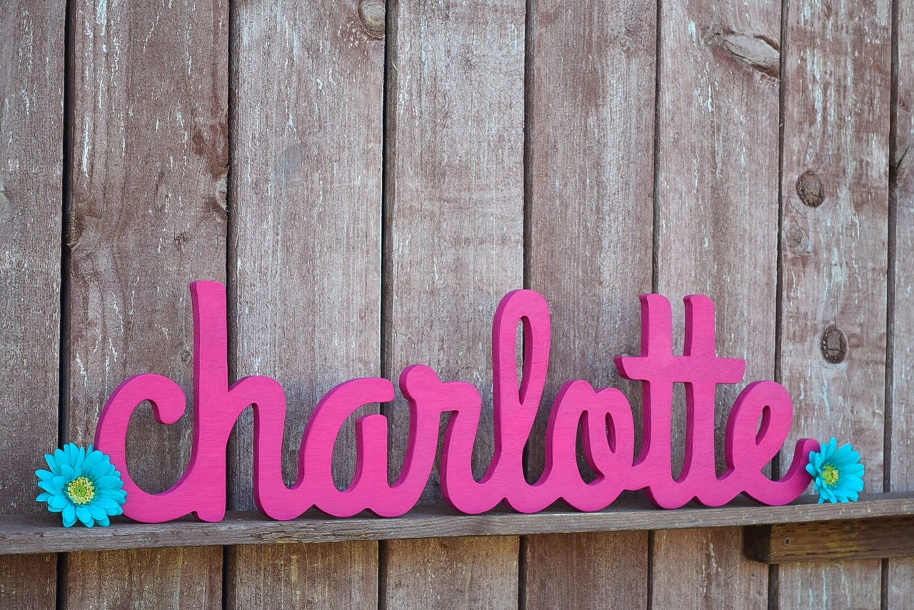 Charlotte Baby Name Sign Wooden letters Cursive name sign