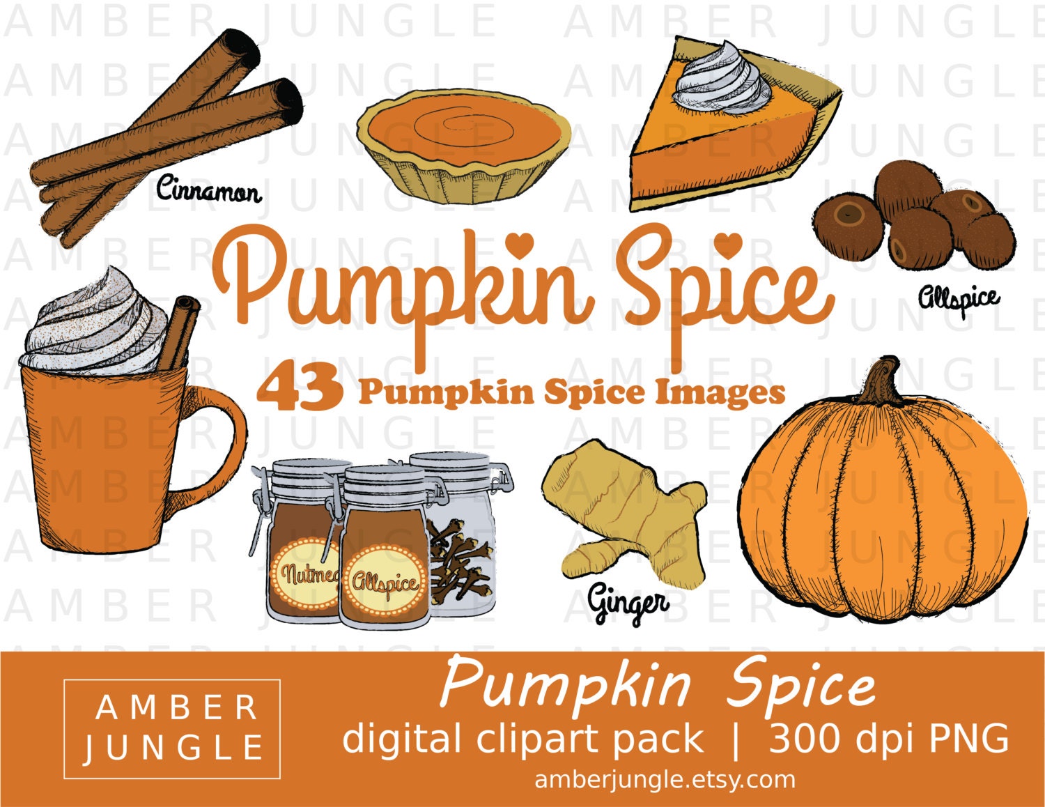 Pumpkin Spice Clipart Instant Download Pumpkin Pie Spice