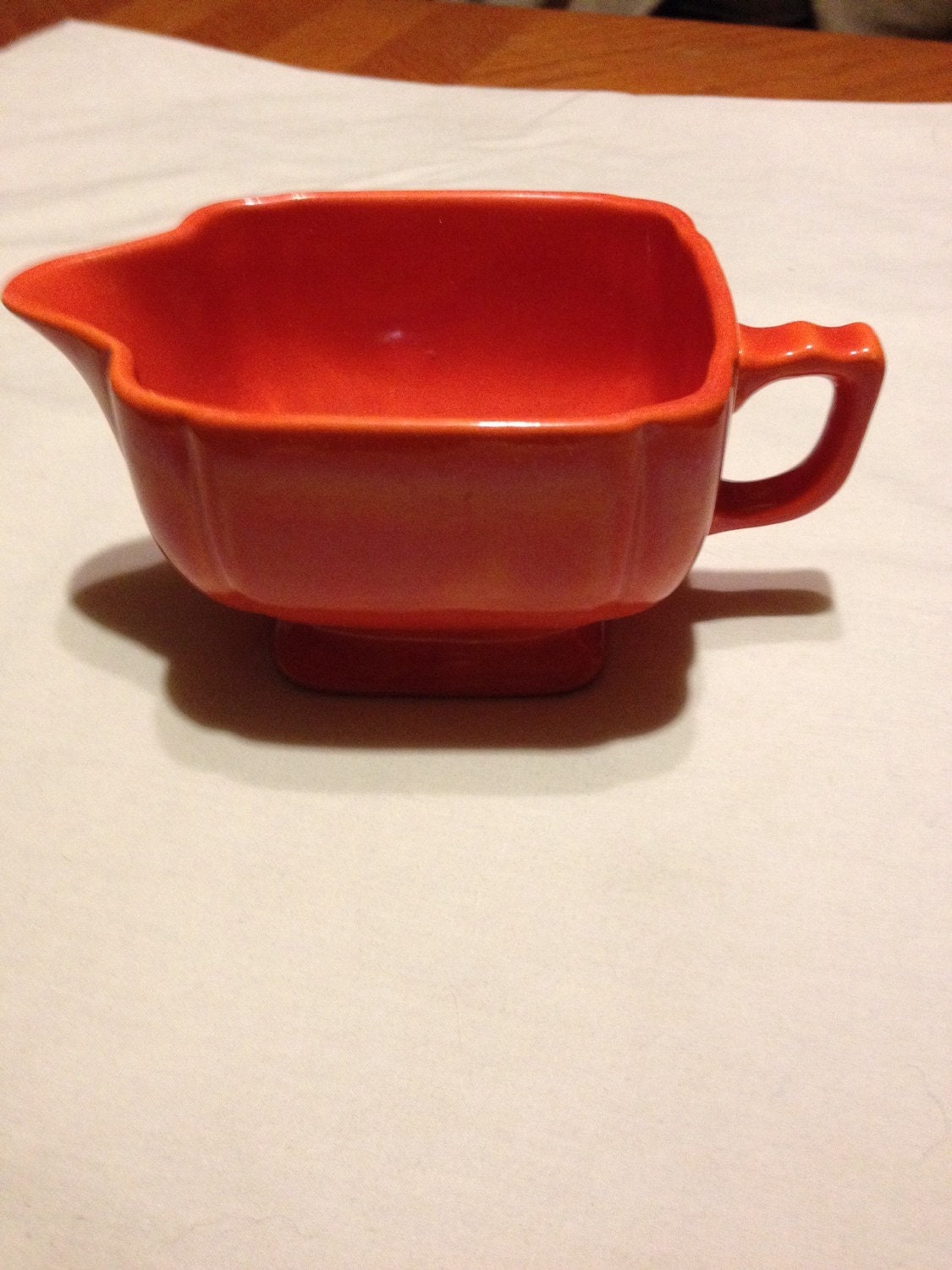 Orange, square, vintage, unmarked, small pitcher, creamer, ceramic ...