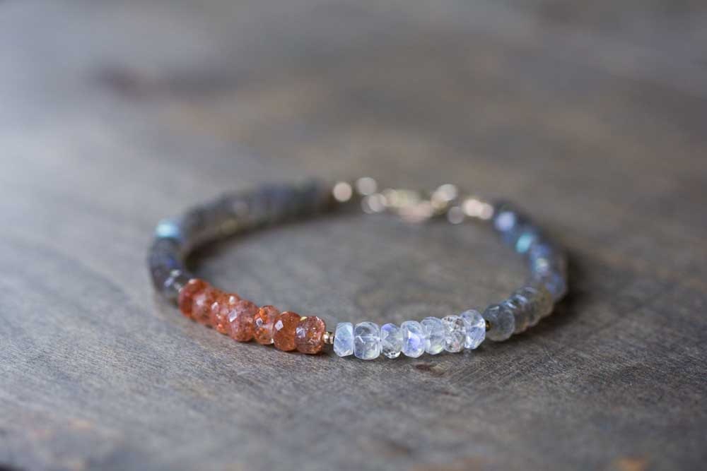Labradorite Rainbow Moonstone & Sunstone Bracelet