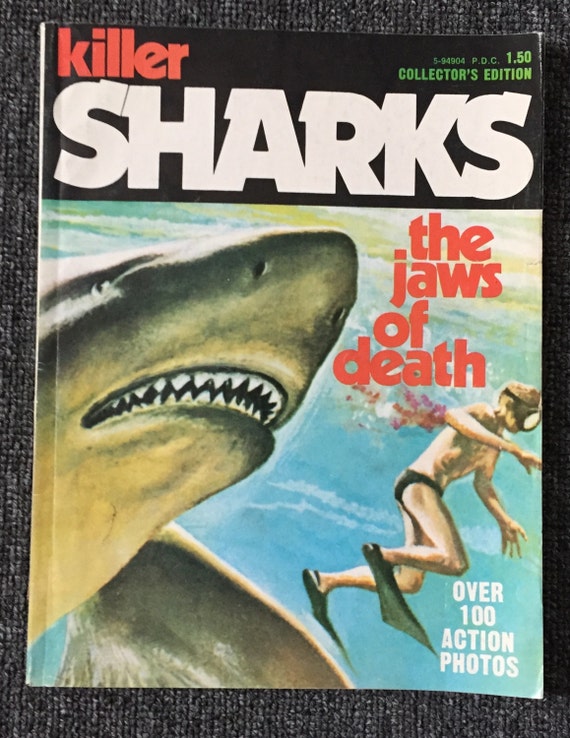 Rare 1975 KILLER SHARKS Magazine JAWS Article First Vintage