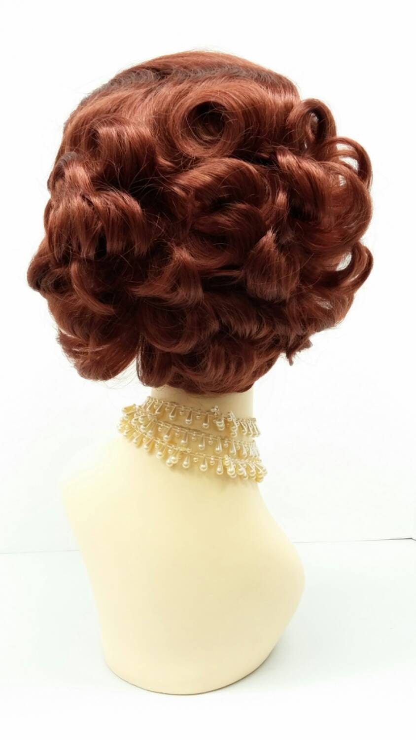 50's Style Short Bright Auburn Costume Wig. Cosplay Wig.