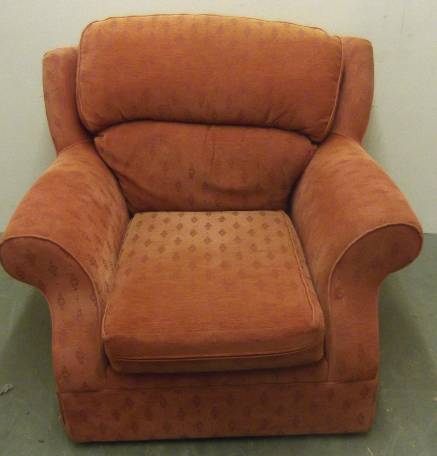 Red Patterned Fabric Armchair with Plumped Arm & Back Rests – Haute Juice