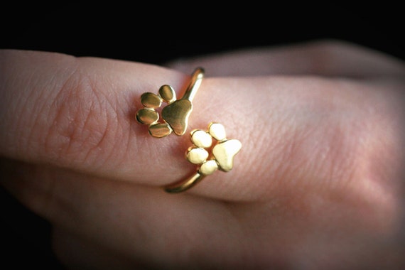 Adjustable Spiral Paw Ring / Double Paw Ring / Silver Gold